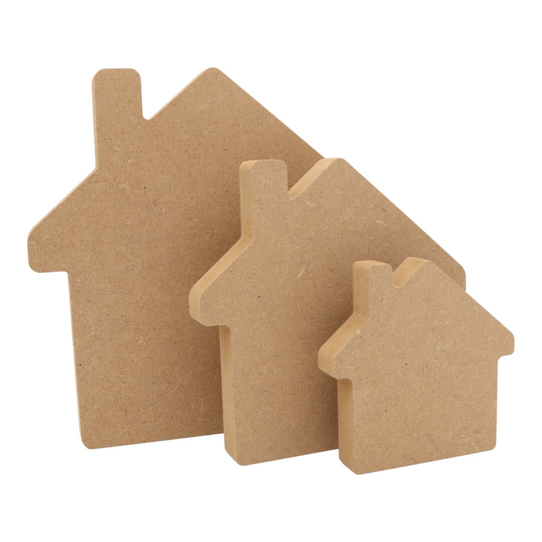 Wooden House Freestanding Craft Shape 18mm MDF Craft Blank Decoration ...