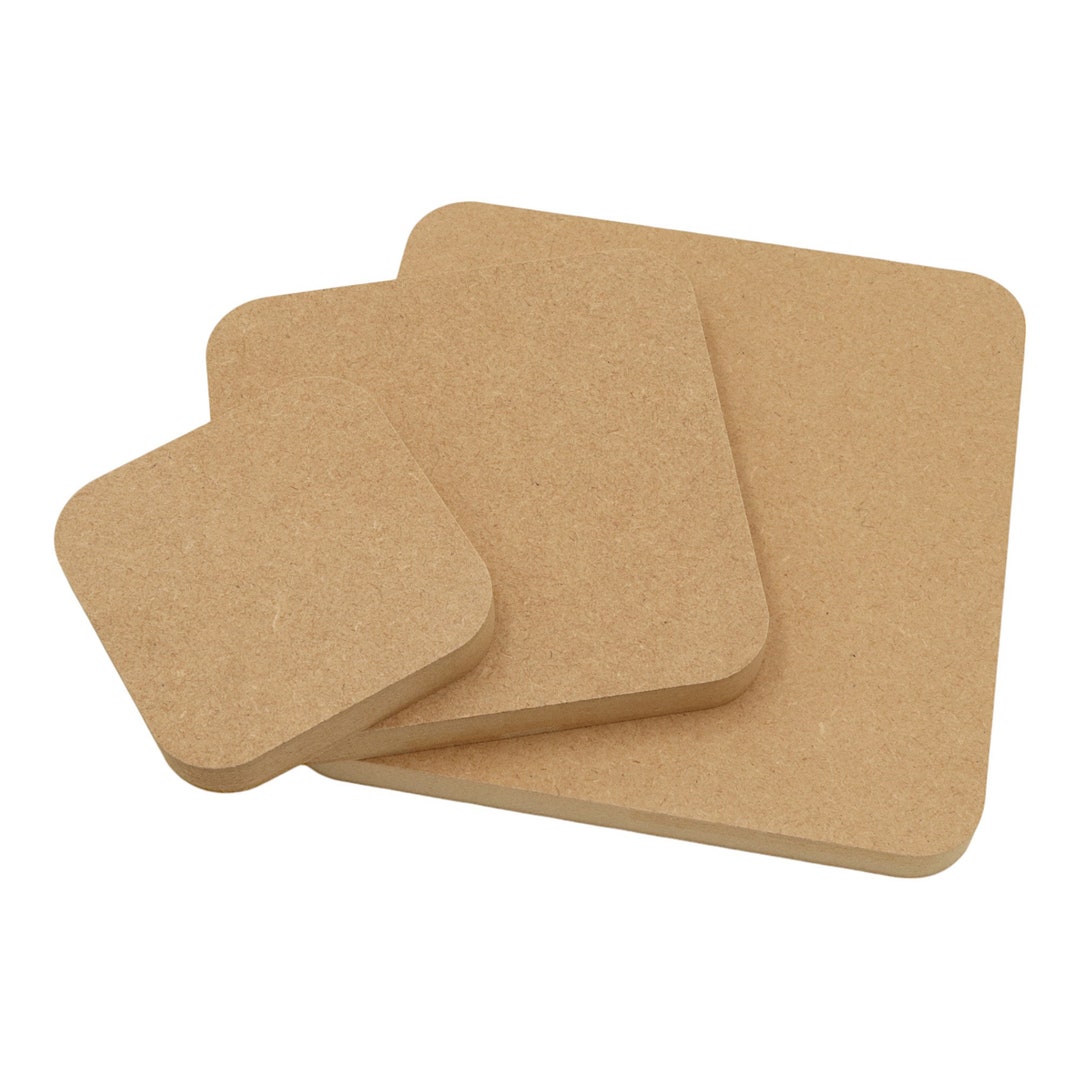 Wooden MDF Square Rounded Corners Square Edge Craft Shape Blanks 12mm ...