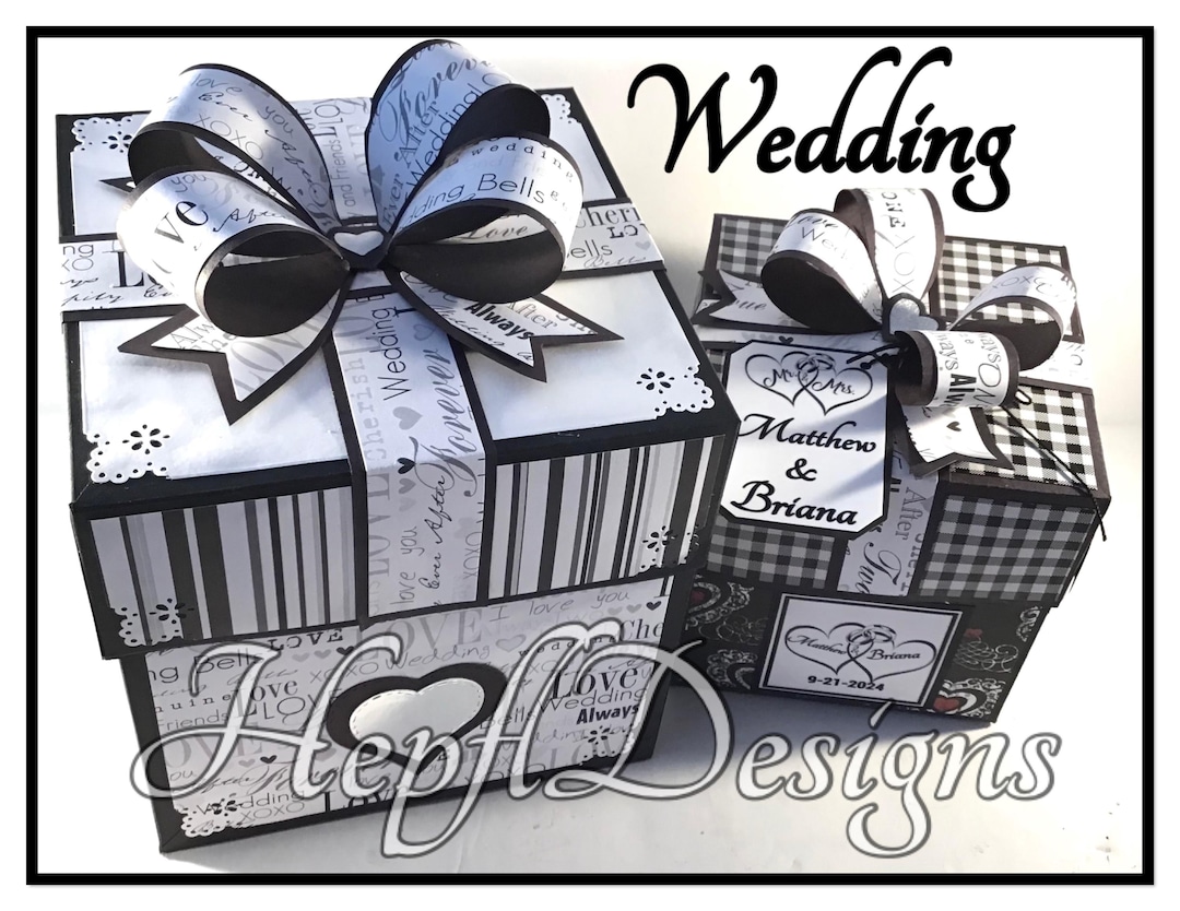 WEDDING EXPLOSION BOX or Any Occasion in Elegant Black/white Monochrome ...