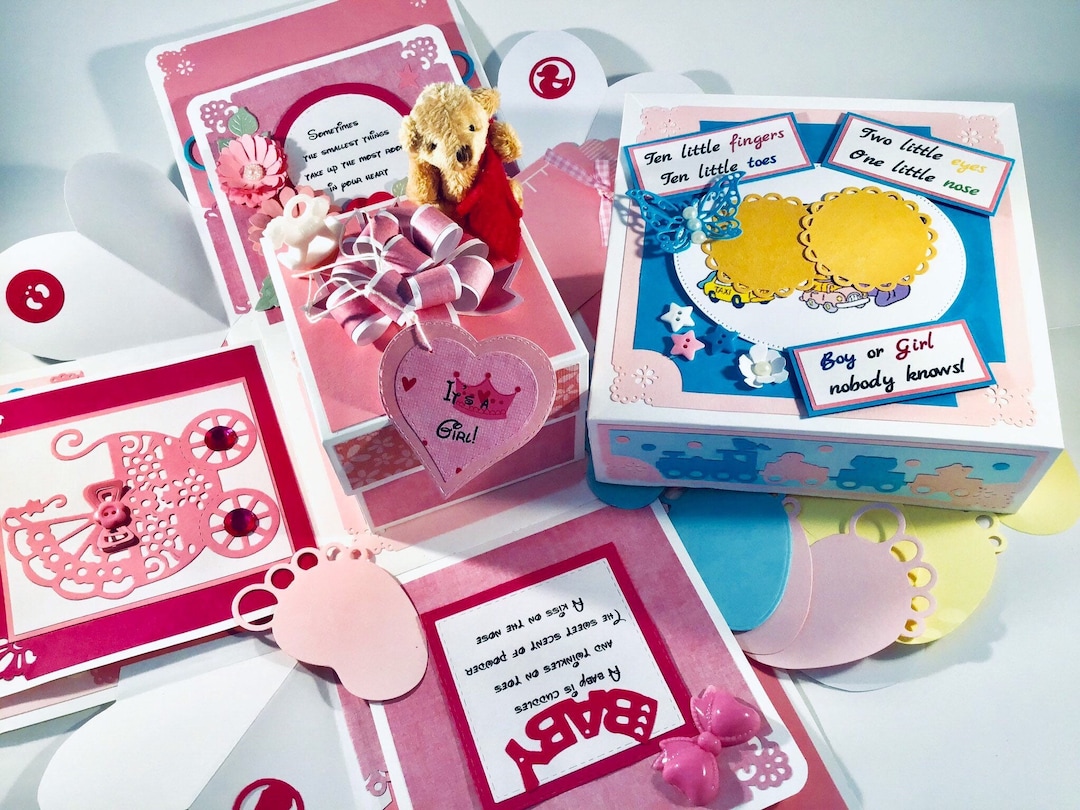 EXPLOSION BOX for Girl or Boy- Baby Shower- Gender Reveal- Welcome Baby ...