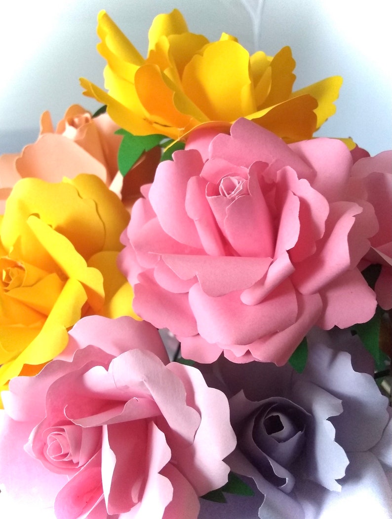 PAPER ROSES Handmade Paper Roses With or Without Stems for | Etsy