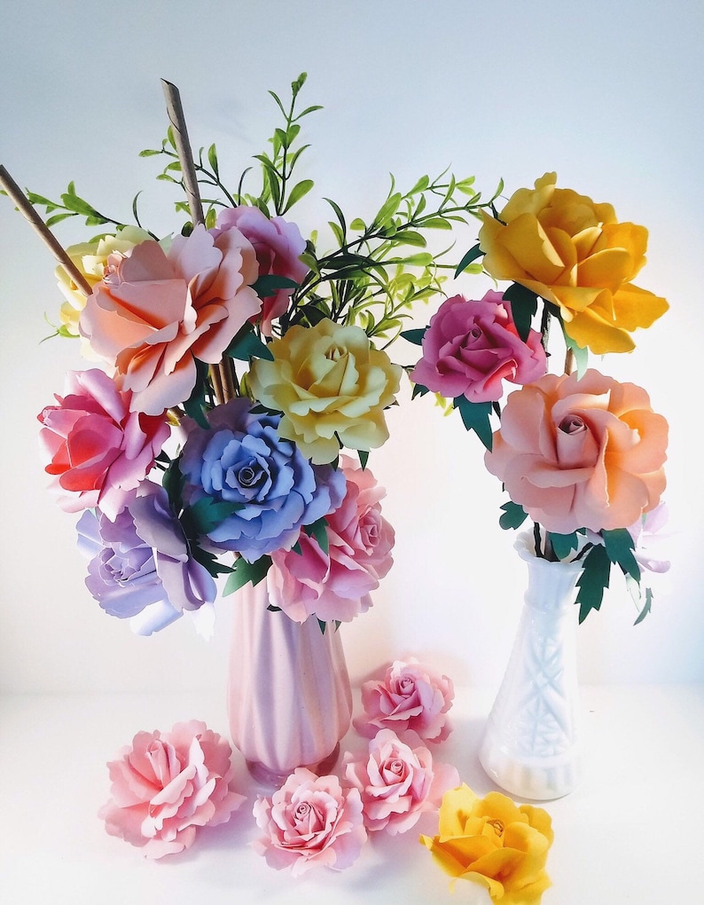 PAPER ROSES Handmade Paper Roses with or without stems for | Etsy