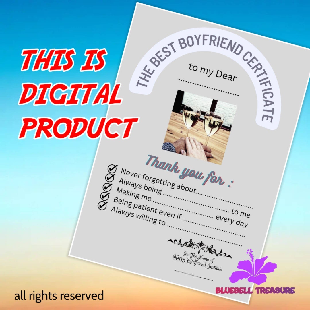 Best Boyfriend Certificate - Ideal Gift for Anniversary, Christmas ...