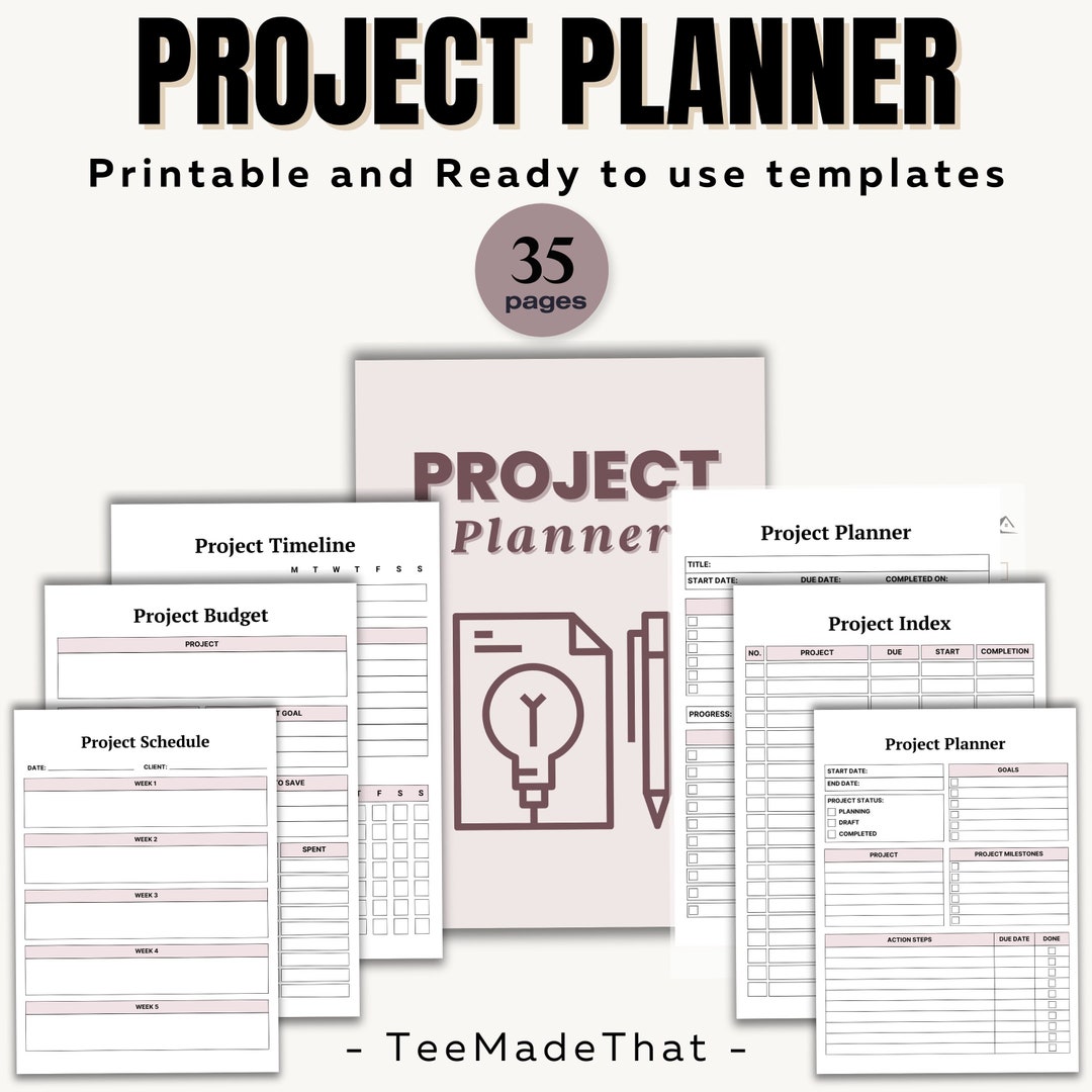 Project Planner, Printable Productivity Planner Personal Project ...