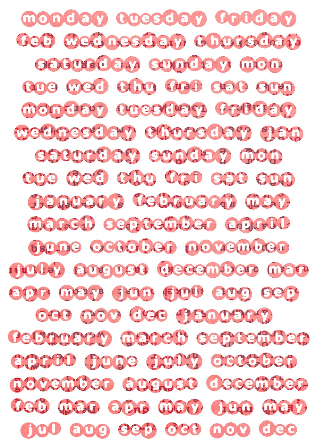 Printable Weekdays Months // Pink Dictionary // Planner - Etsy