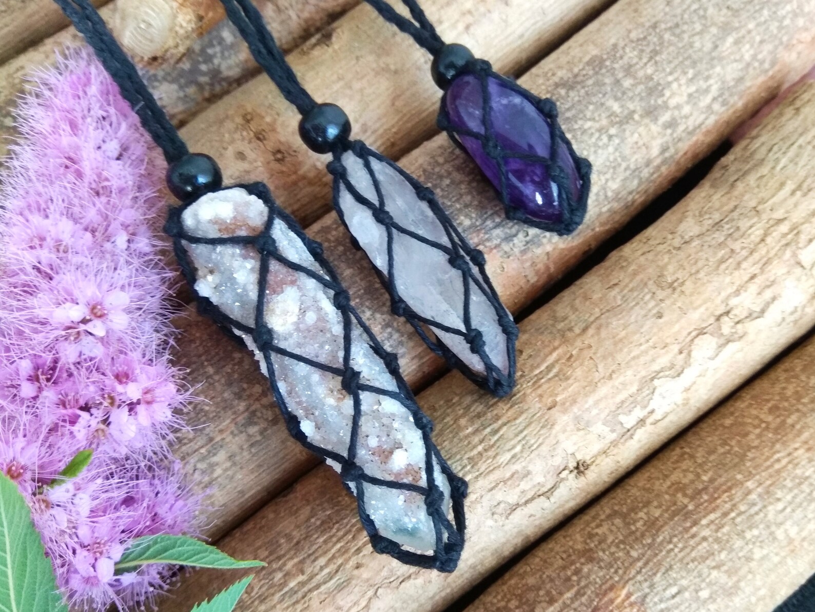 Empty Macrame Necklace Stone Holder, Adjustable Length, S, M, L Sizes ...