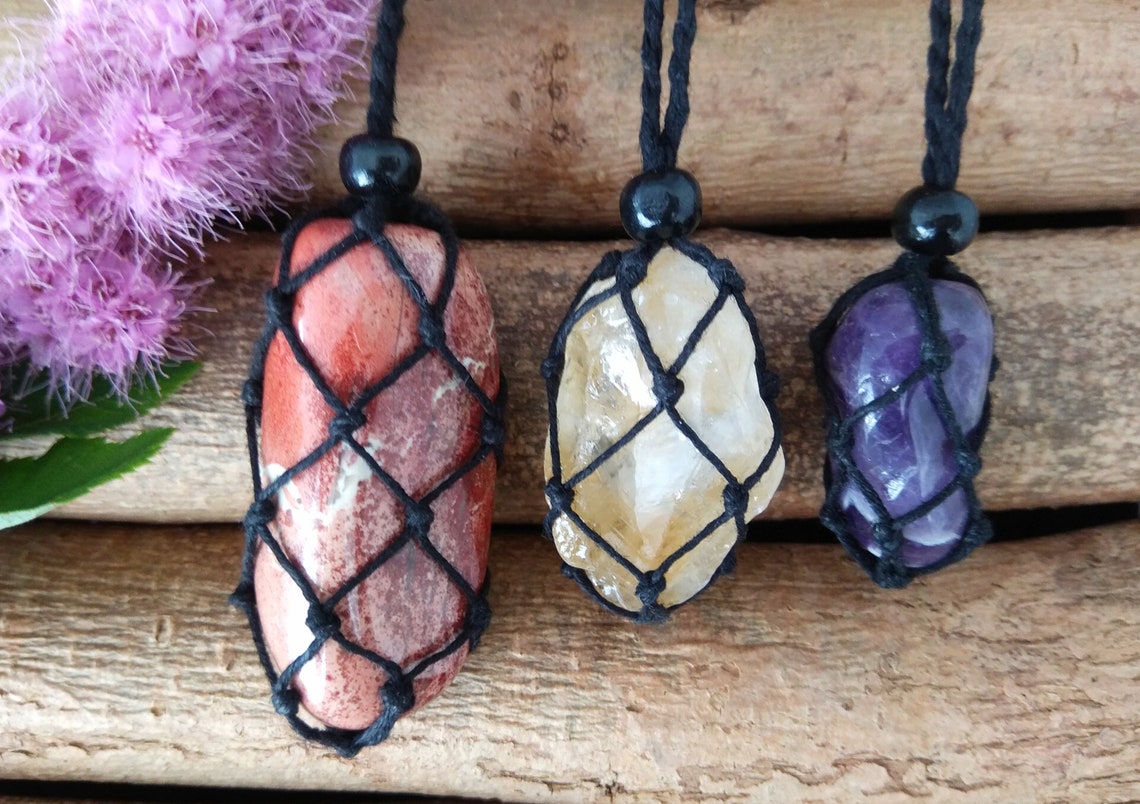 Empty Macrame Necklace Stone Holder Adjustable Length S M | Etsy