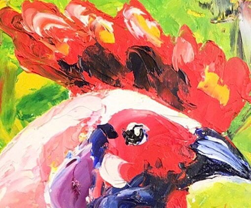 Rooster Wall Art Oil Painting Kitchen Decor Yellow Bird - Etsy