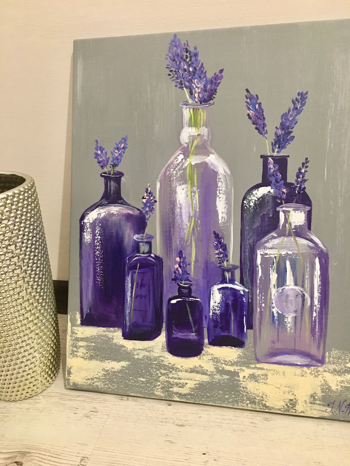 Lavender Painting Original Wall Art Purple Paintings on Canvas - Etsy