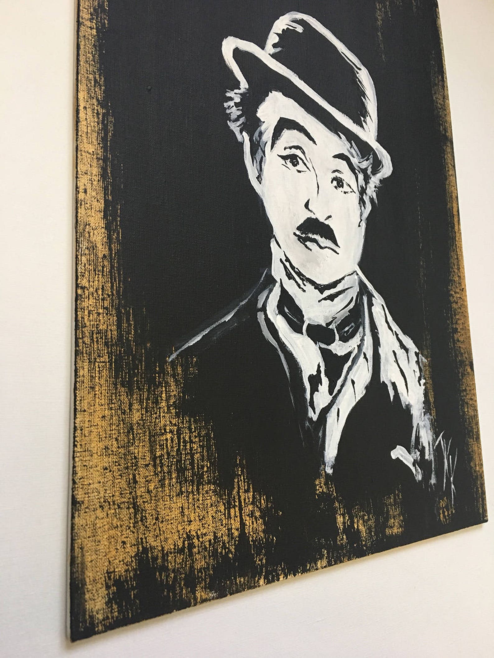 Charlie Chaplin Painting Portrait Famous Wall Art Vintage | Etsy