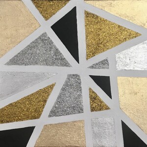 Golden Abstract Wall Art Geometric Painting 10*10 Inches Acrylic ...