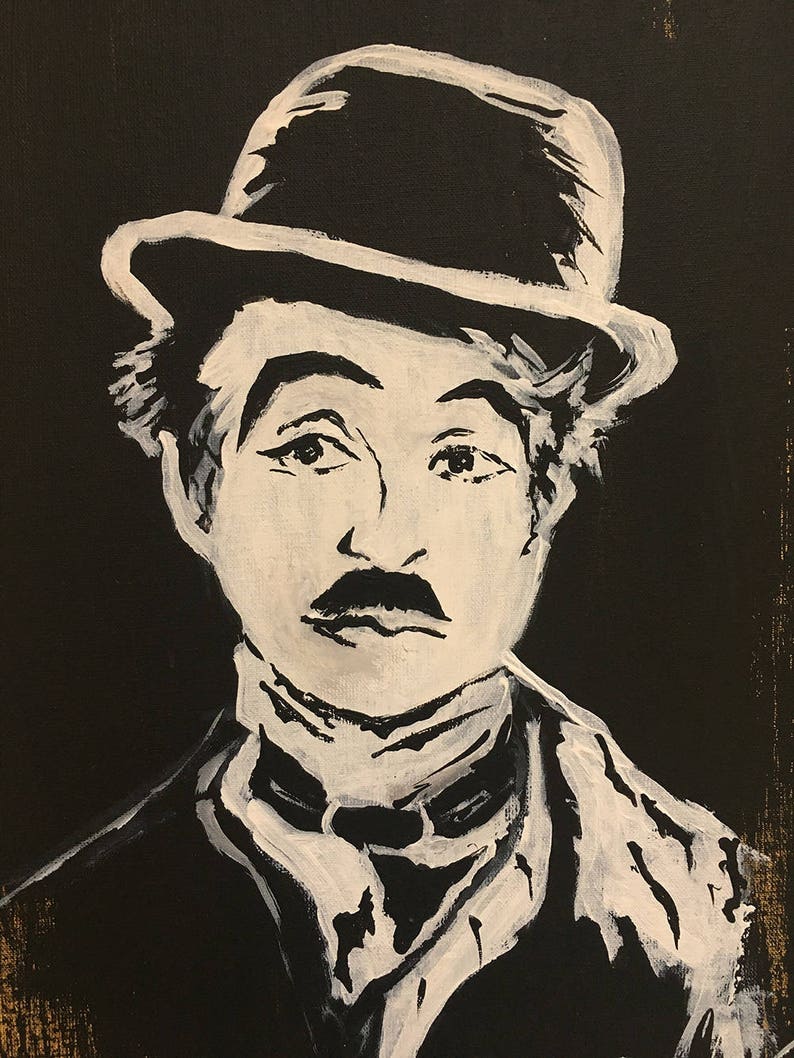 Charlie Chaplin Painting Portrait Famous Wall Art vintage | Etsy