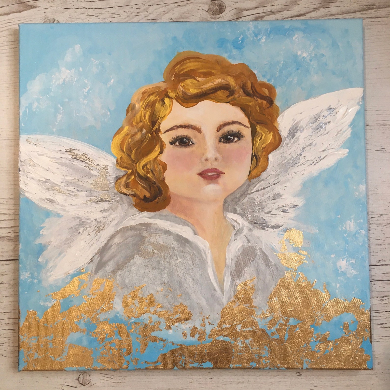 Angel Wall arte ángeles pintura sobre lienzo Original acrílico | Etsy