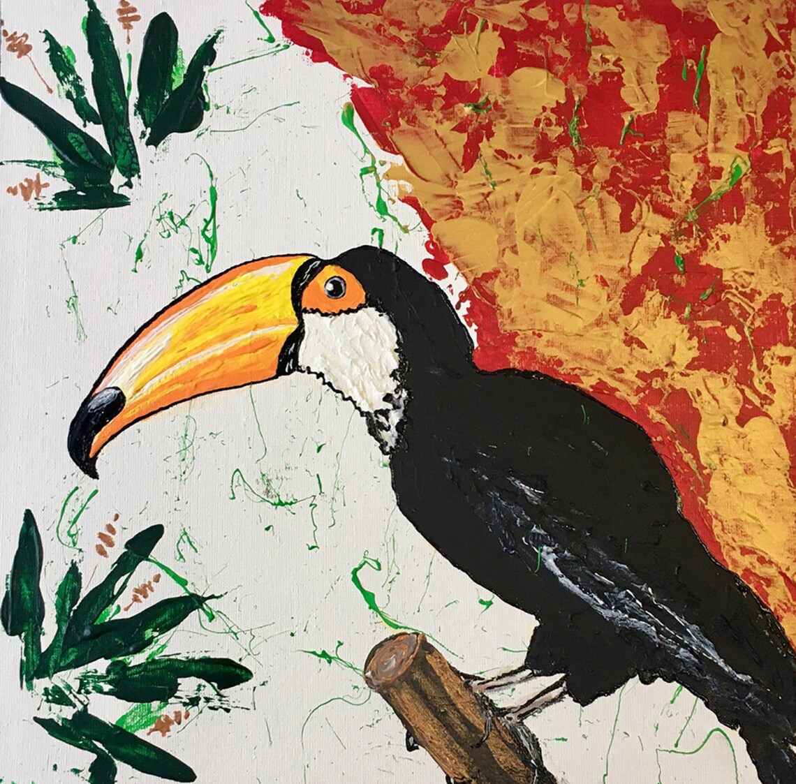 Toucan Wall Art Bird Painting Original Artwork Tropical Bird - Etsy