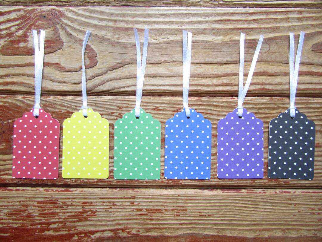 Gift tags. Spotty Gift Tags. Bright coloured tags with white spots ...