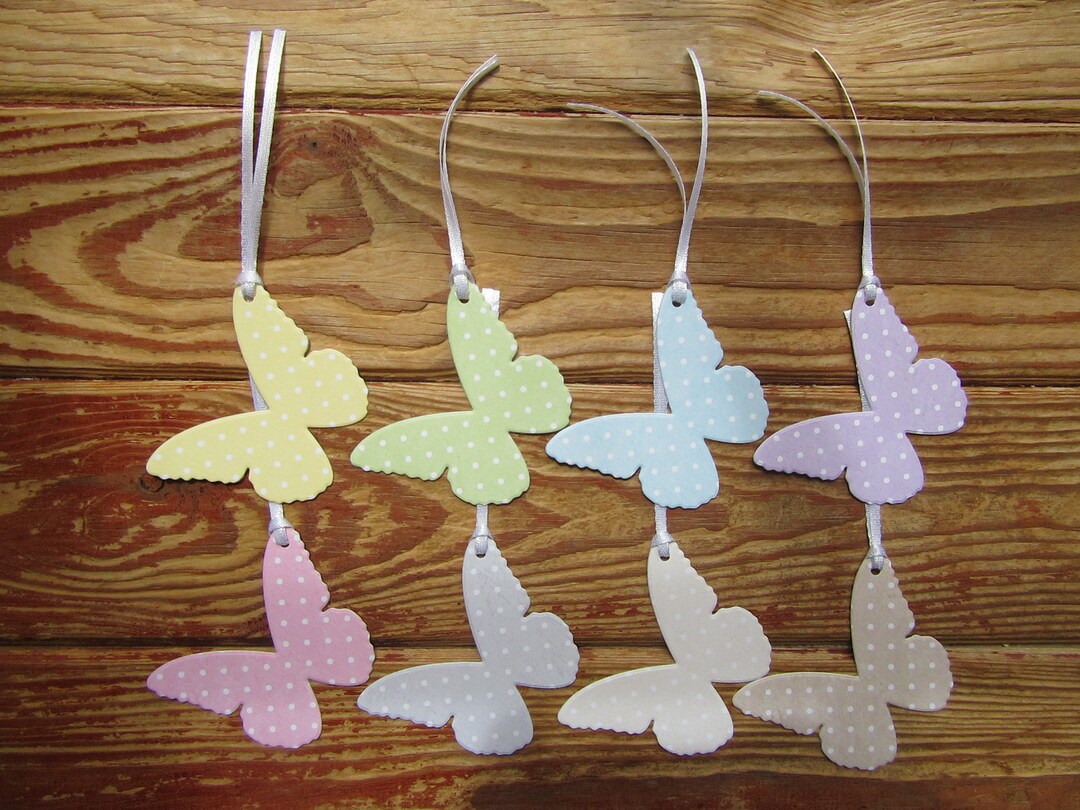 Butterfly Gift Tags. Spotty Butterfly Gift Tags, Pastel Coloured Gifts ...