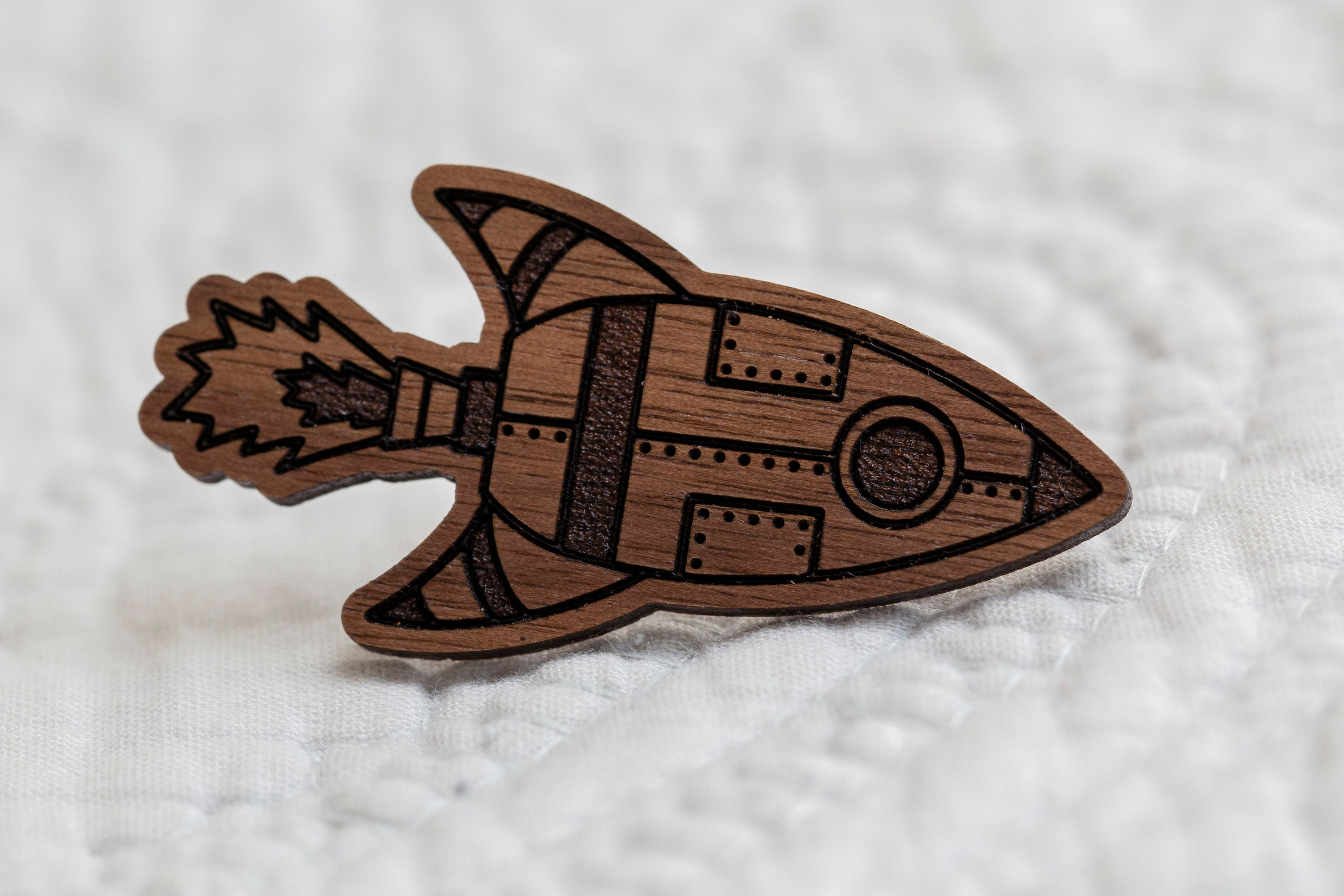 Wood Rocket Pin for Hat Lapel or Tie Tack Father's Day - Etsy