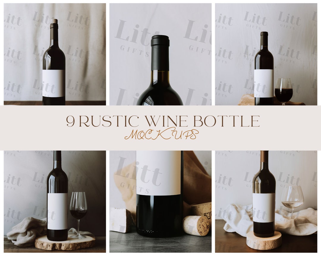 Rustic Style Wine Bottle Mockup Set High-resolution Pngs Showcase Your ...
