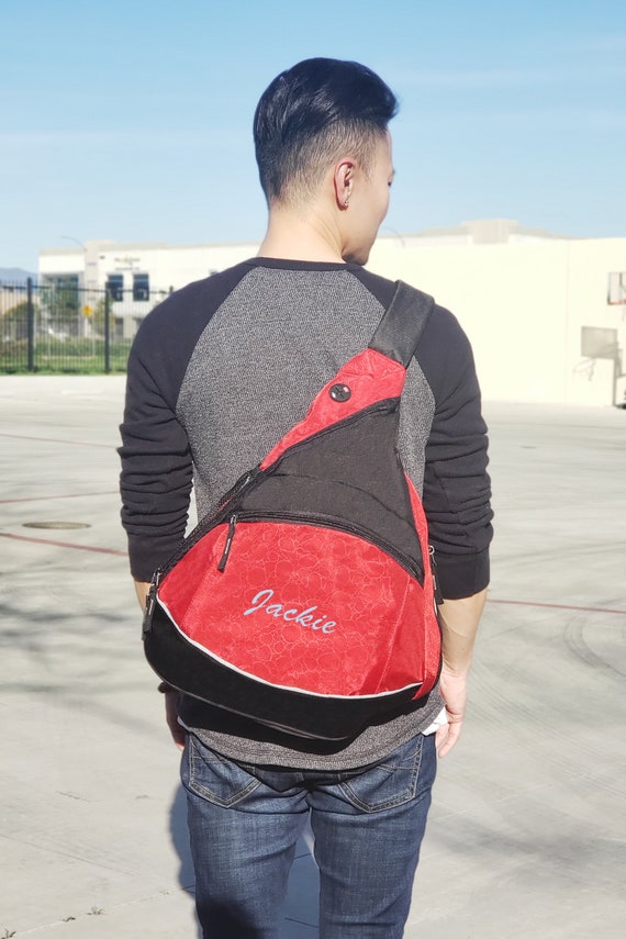 Personalized Name Monogram Red Lightweight Sling Zip Around - Etsy