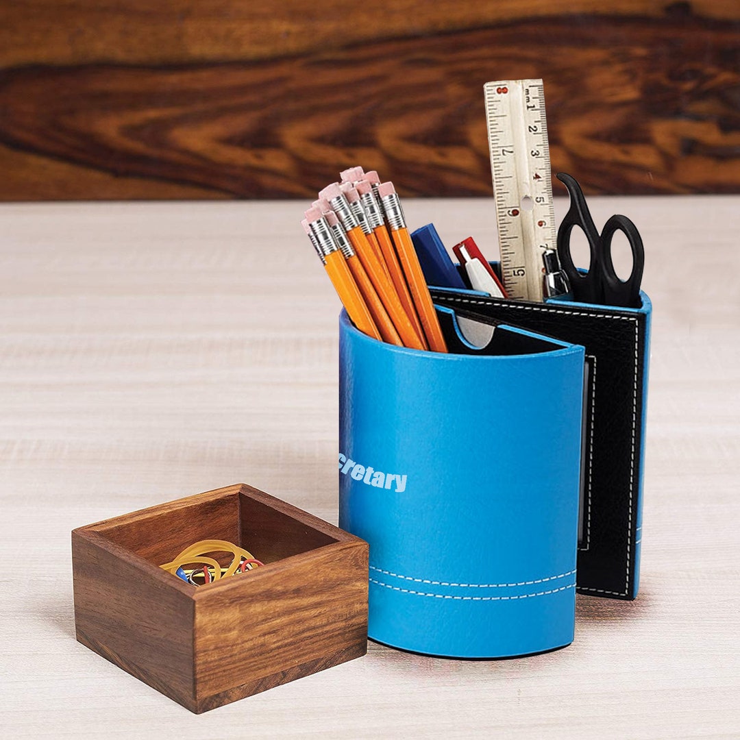 Personalized Name Heat Transfer Leather Pen Holder Picture Pencil Cup ...