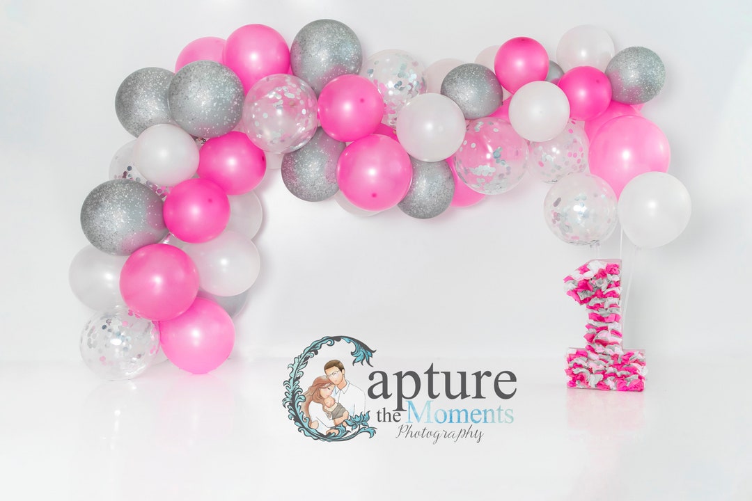 Balloon Photo Backdrop, Digital Backdrop Birthday, Cake Smash, Ballon ...