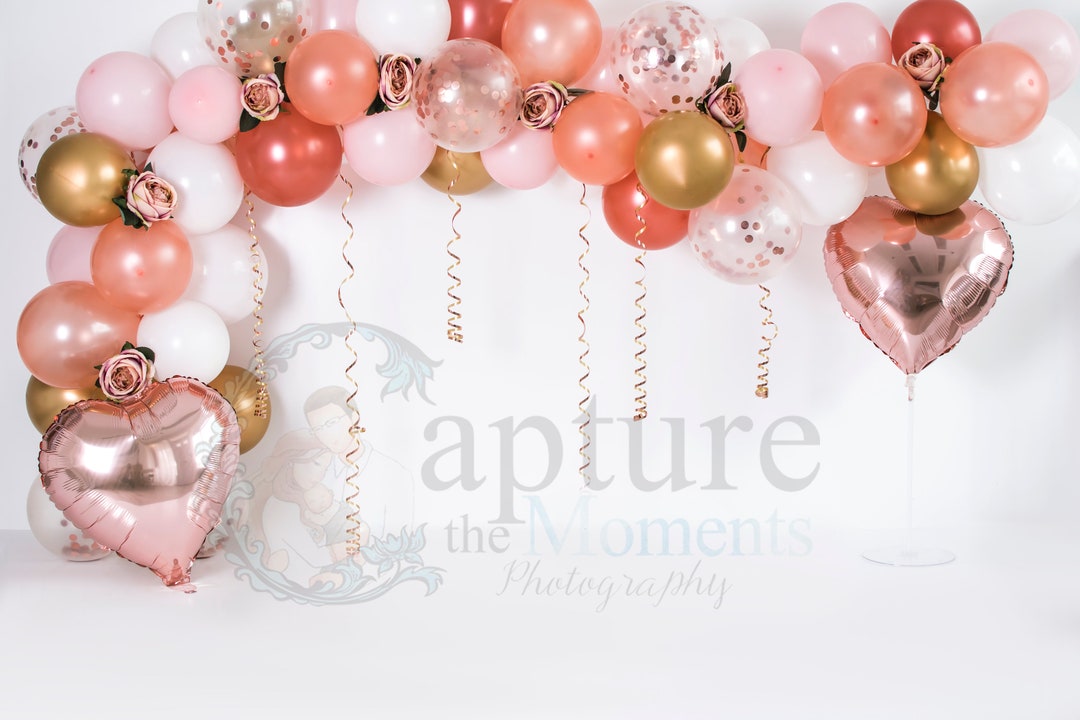 Balloon Photo Backdrop, Digital Backdrop Birthday, Cake Smash, Ballon ...