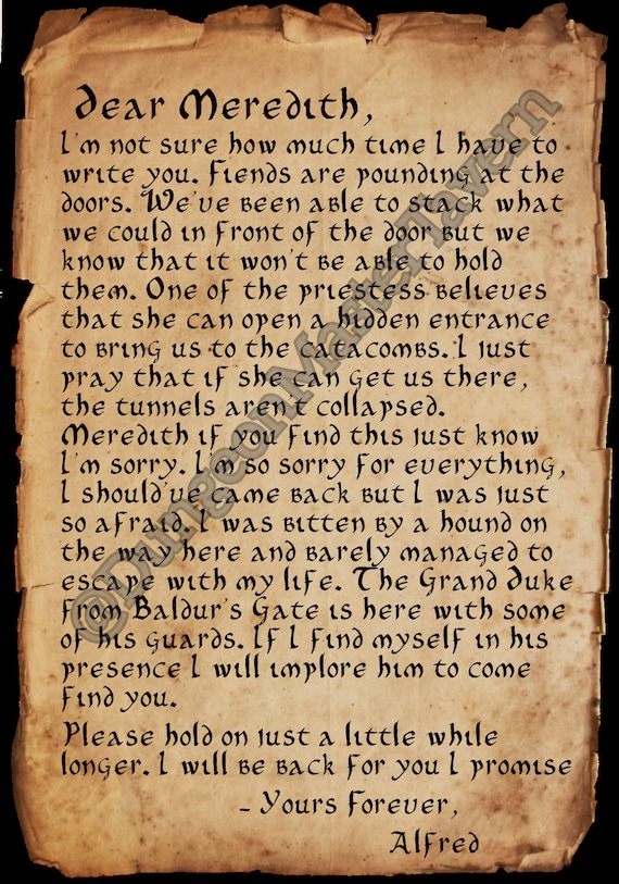 Descent Into Avernus Handout: Letter to Lost One - Etsy