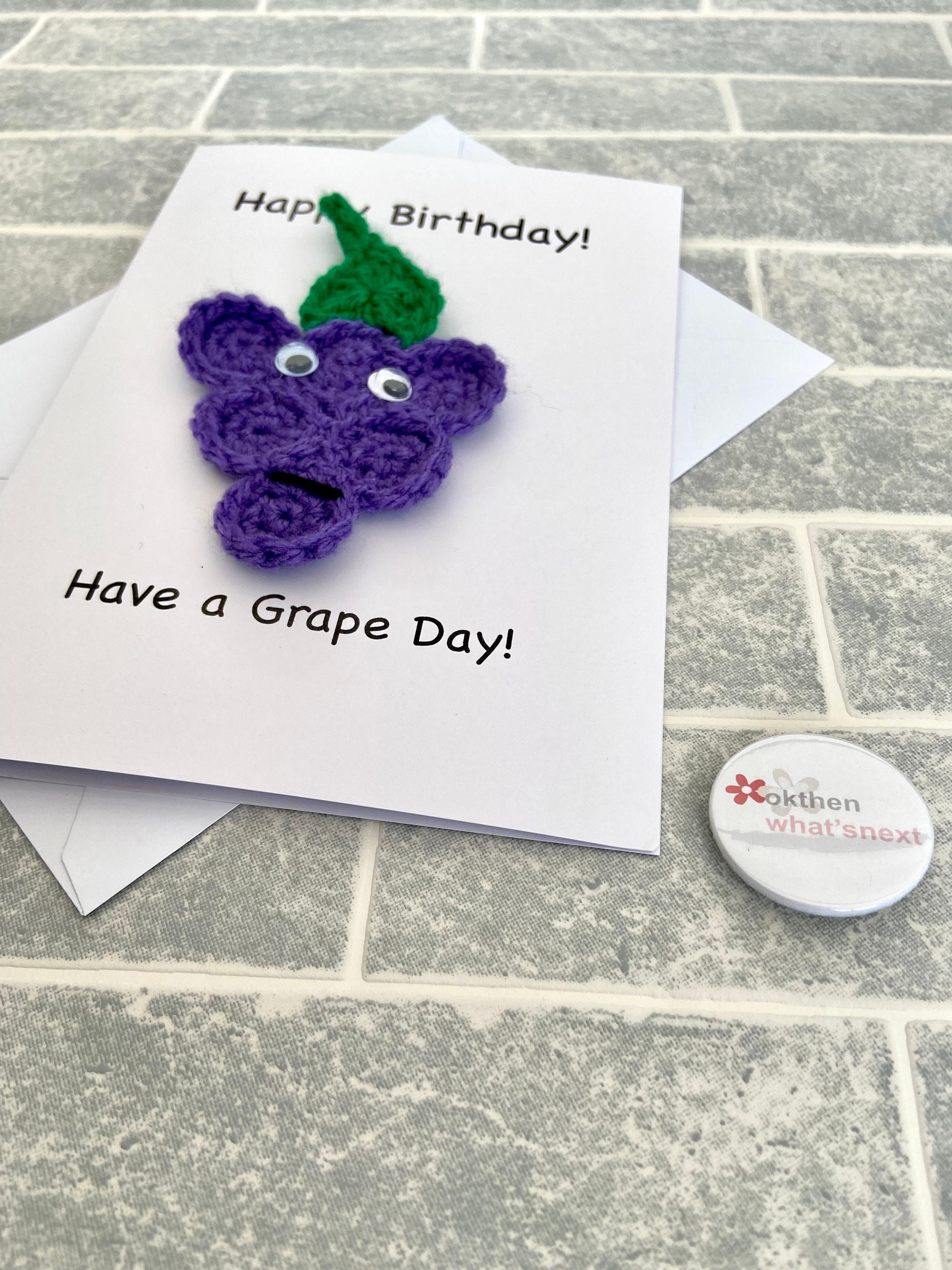Have a Grape Birthday Card Handmade Crochet Greetings Card - Etsy