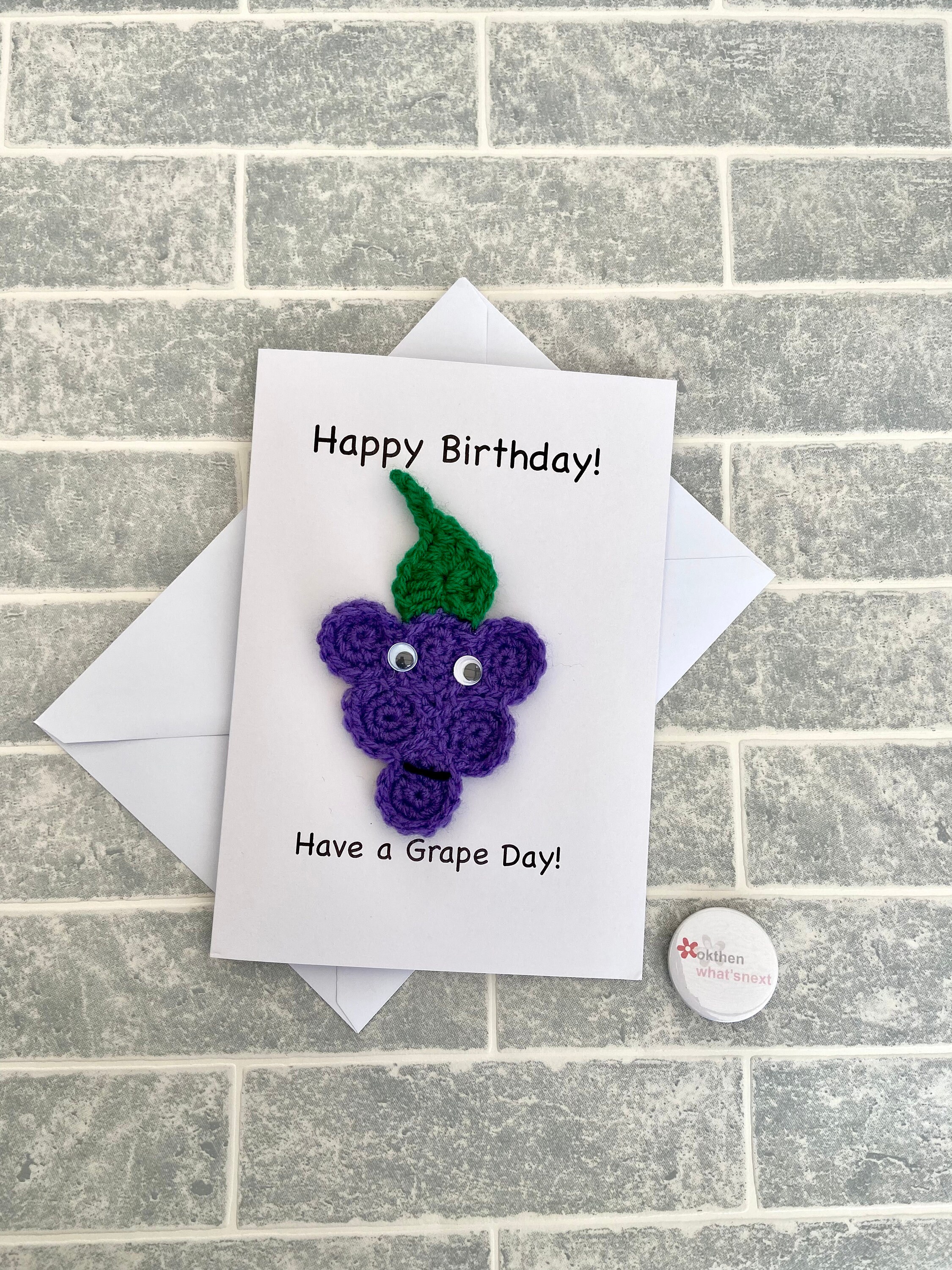 Have a Grape Birthday Card Handmade Crochet Greetings Card - Etsy