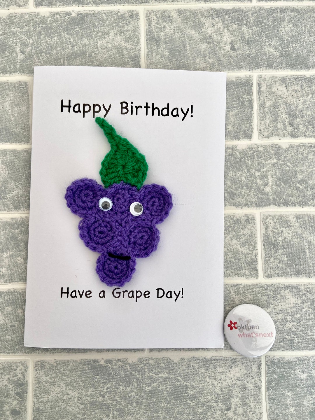 Have a Grape Birthday Card, Handmade Crochet Greetings Card With Bunch ...