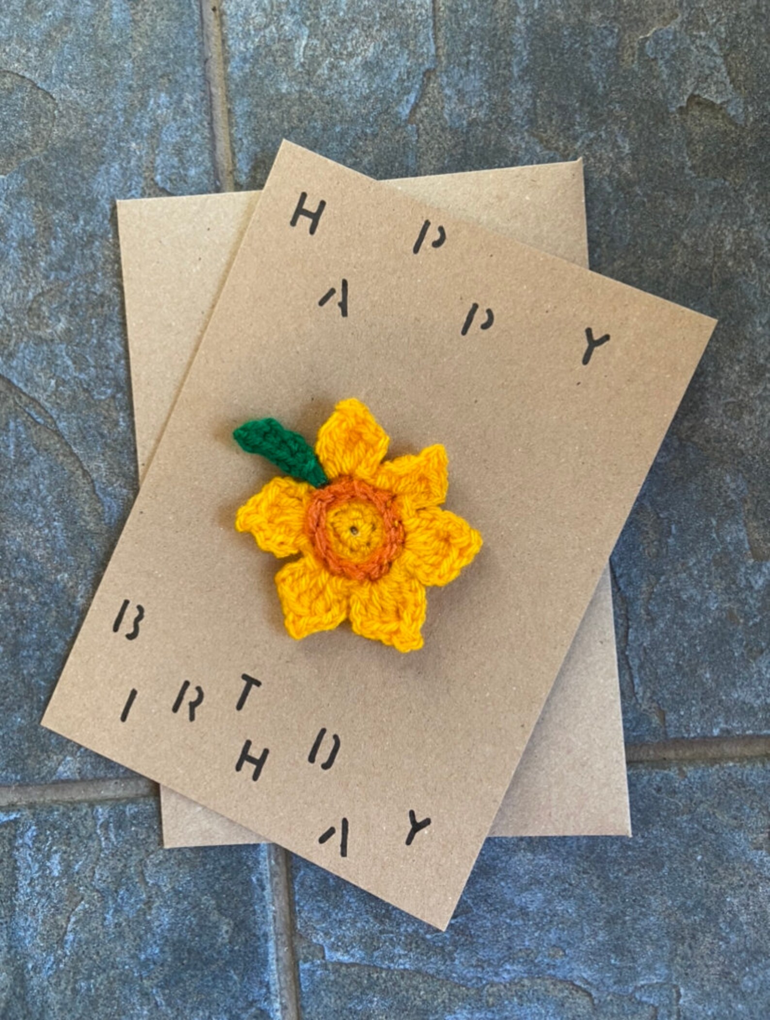 Daffodil Birthday Card With Removable Crocheted Fridge Magnet - Etsy