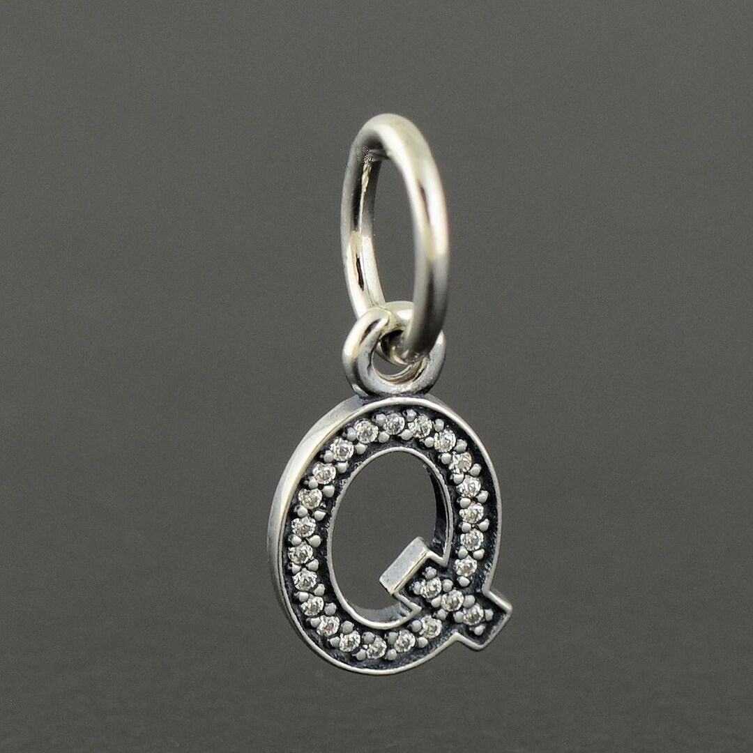 Genuine PANDORA Sparkling Q Alphabet Initial Dangle Charm 791329CZ ...