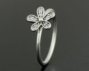 Genuine PANDORA Daisy Flower Band Ring 190934CZ Sterling Silver Cz ...