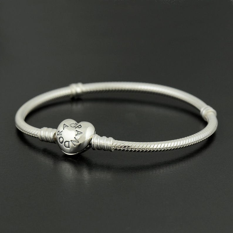 Genuine PANDORA Moments Heart Clasp Snake Chain Bracelet 590719 ...