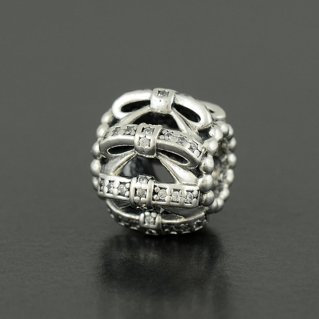 Genuine PANDORA Shimmering Sentiments Openwork Bow Charm 791779CZ ...
