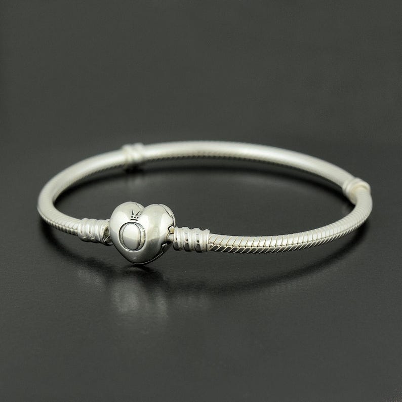 Genuine PANDORA Moments Heart Clasp Snake Chain Bracelet 590719 ...