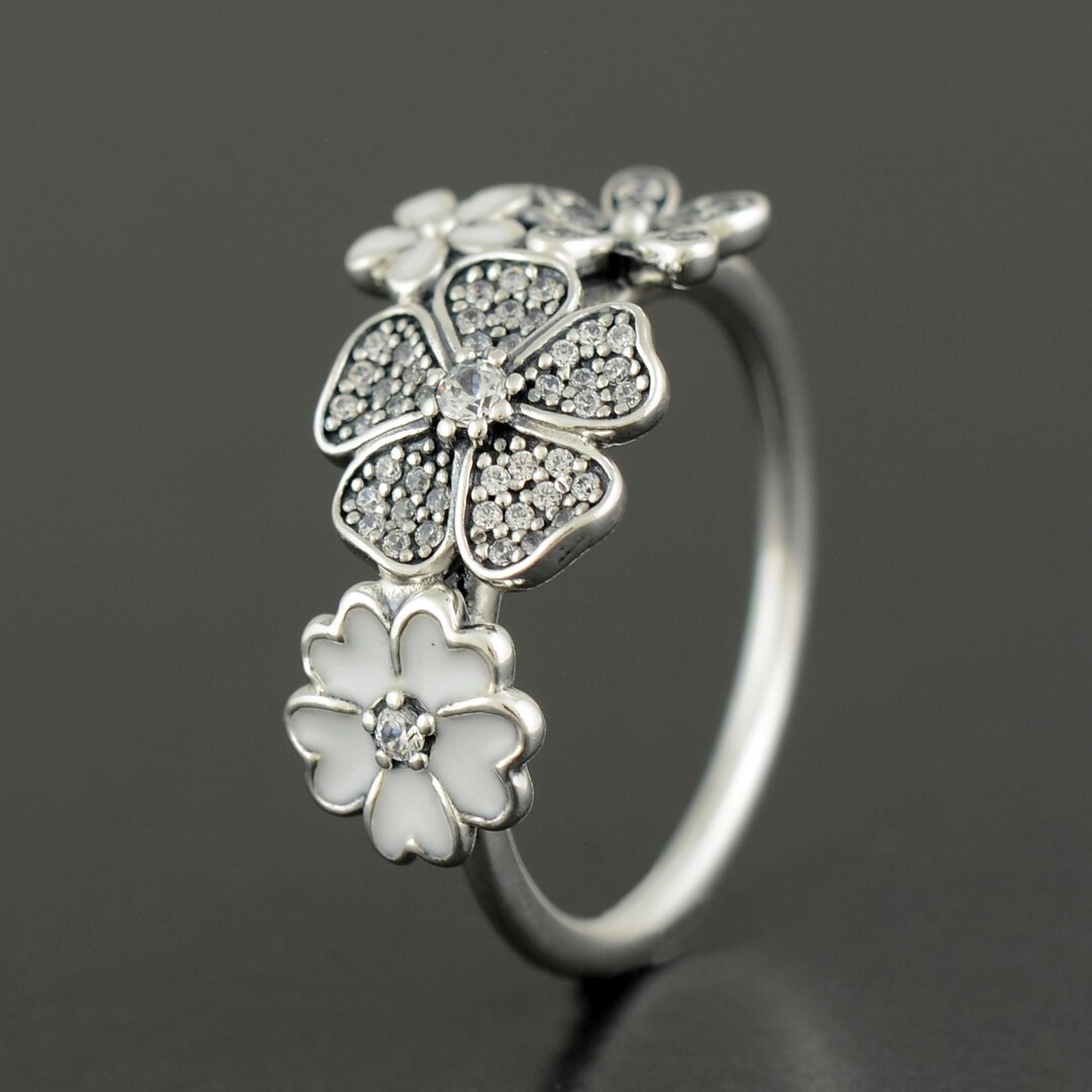 Genuine PANDORA Shimmering Bouquet Ring 190984CZ Sterling Silver Cz ...