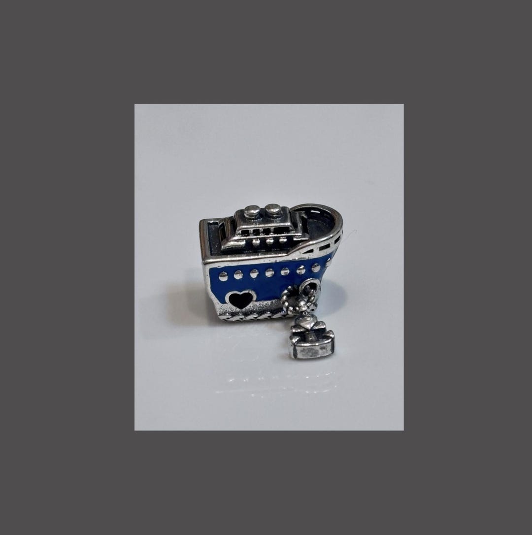 Genuine PANDORA Anchored Cruise Ship Charm 792198C01 Sterling Silver ...