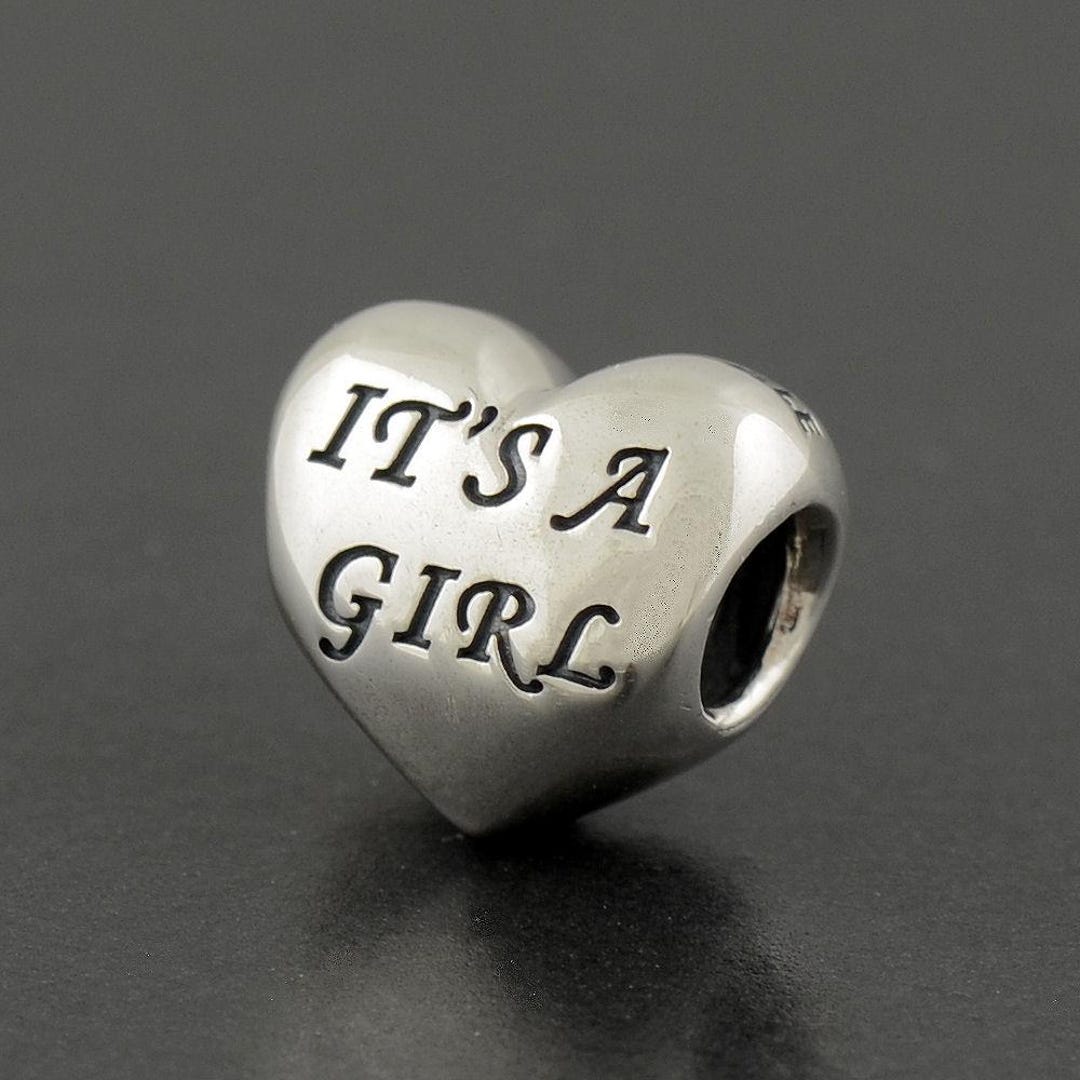 Genuine PANDORA It's A Girl Handprint Heart Charm 791280PCZ Sterling ...