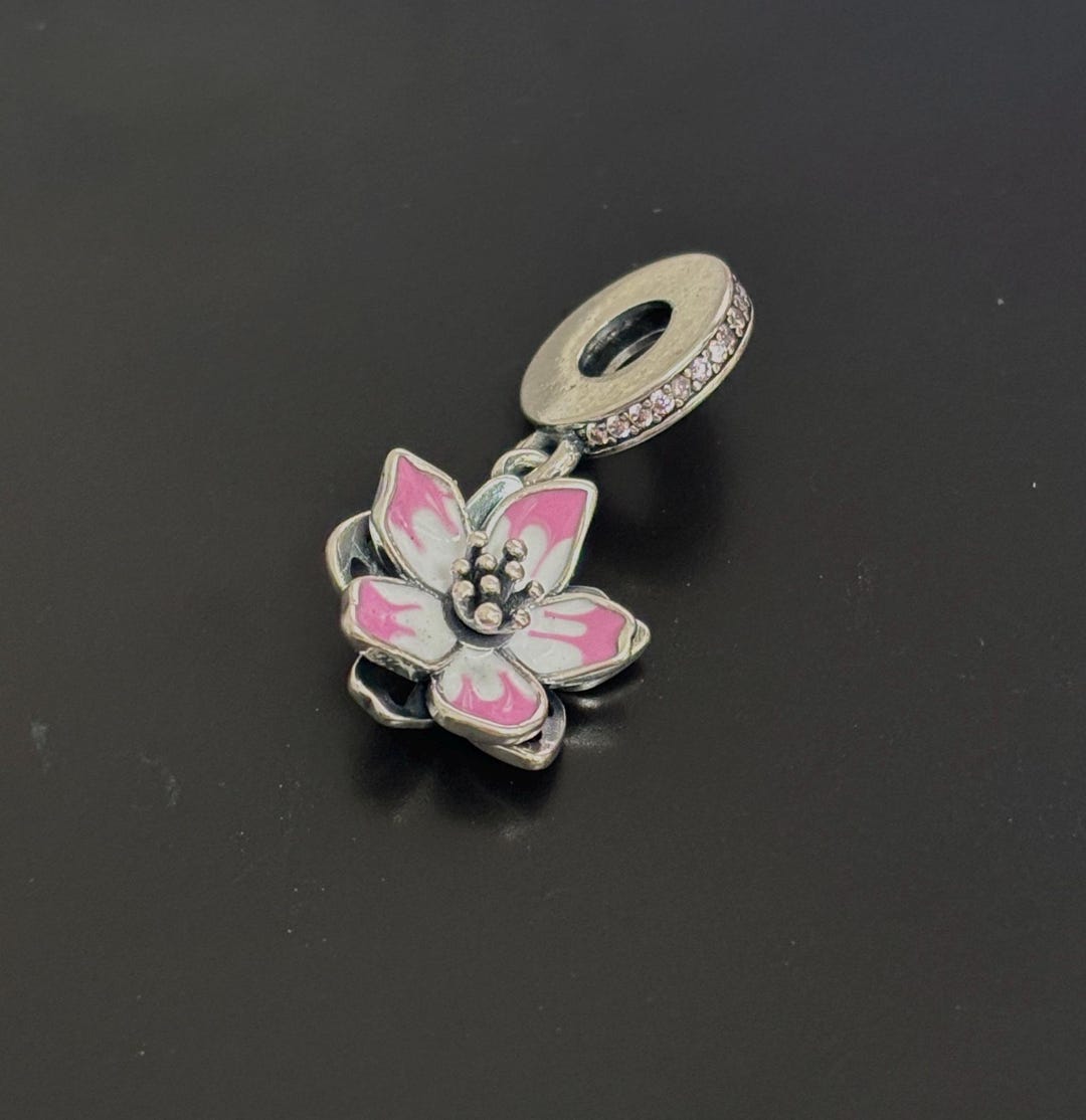 Genuine PANDORA Cherry Blossom Moveable Dangle Charm 790667C01 Sterling ...