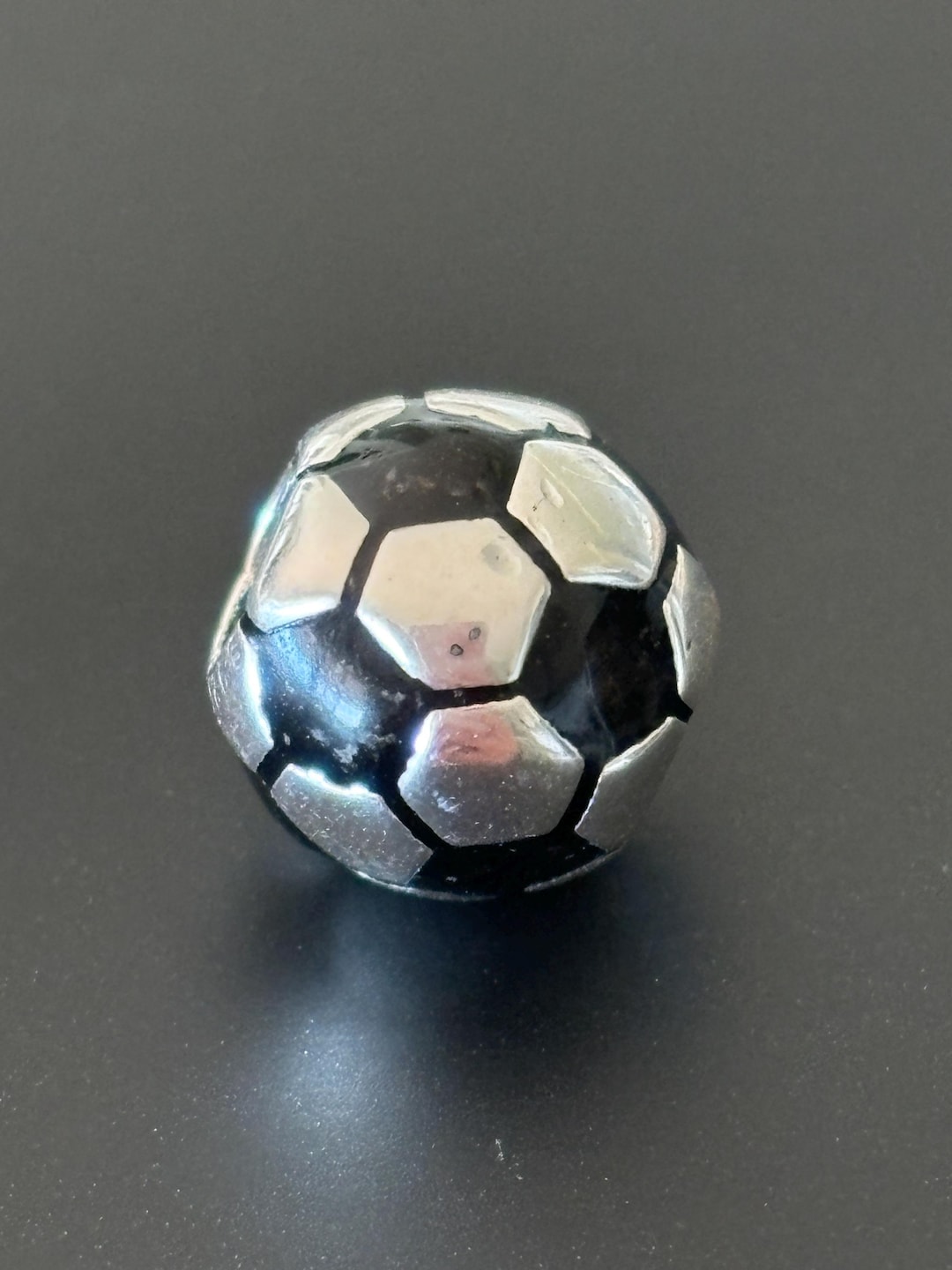 Genuine PANDORA Black Soccer Ball Football Charm 790406 Sterling Silver ...