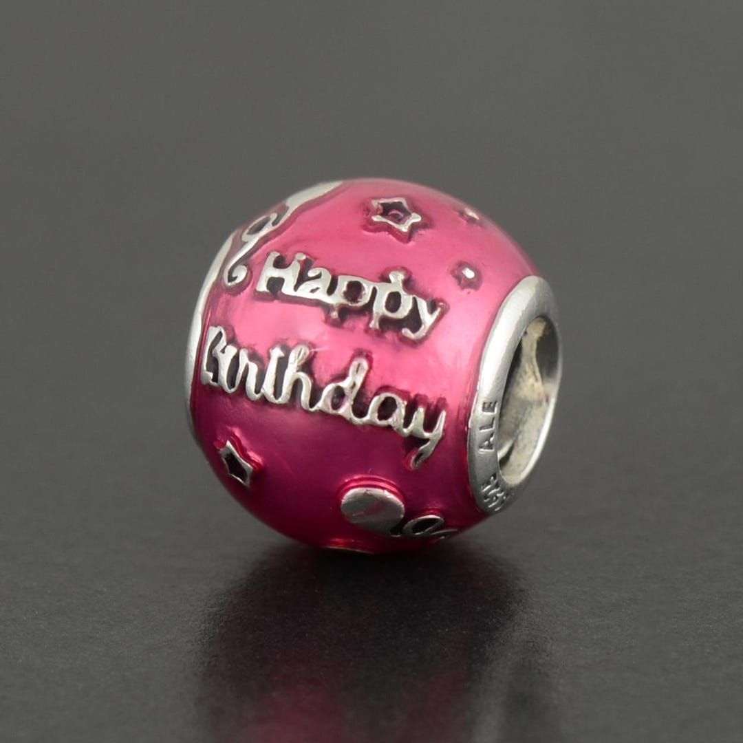 Genuine PANDORA Happy Birthday to You Charm 791983EN117 Sterling Silver ...