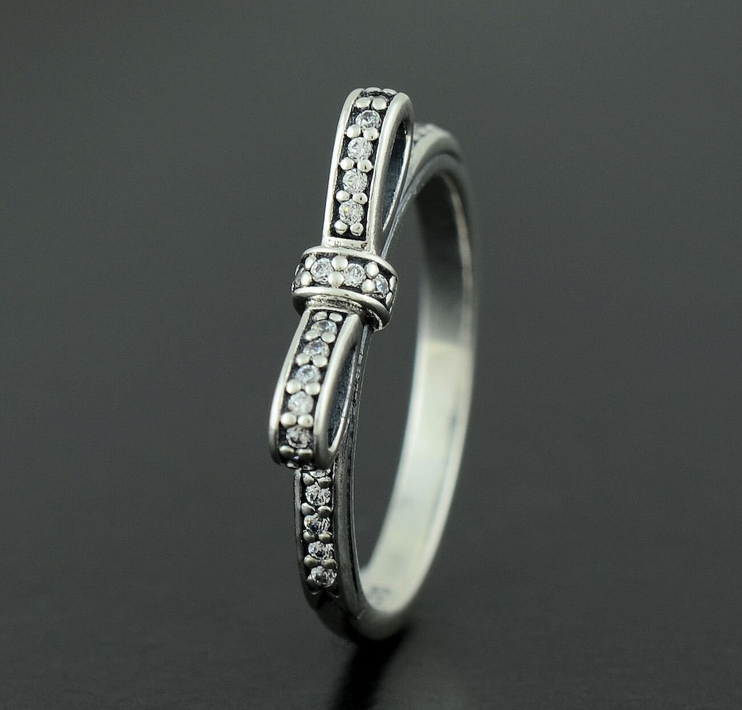 Genuine PANDORA Sparkling Bow Ring 190906CZ Sterling Silver Cz Brand ...
