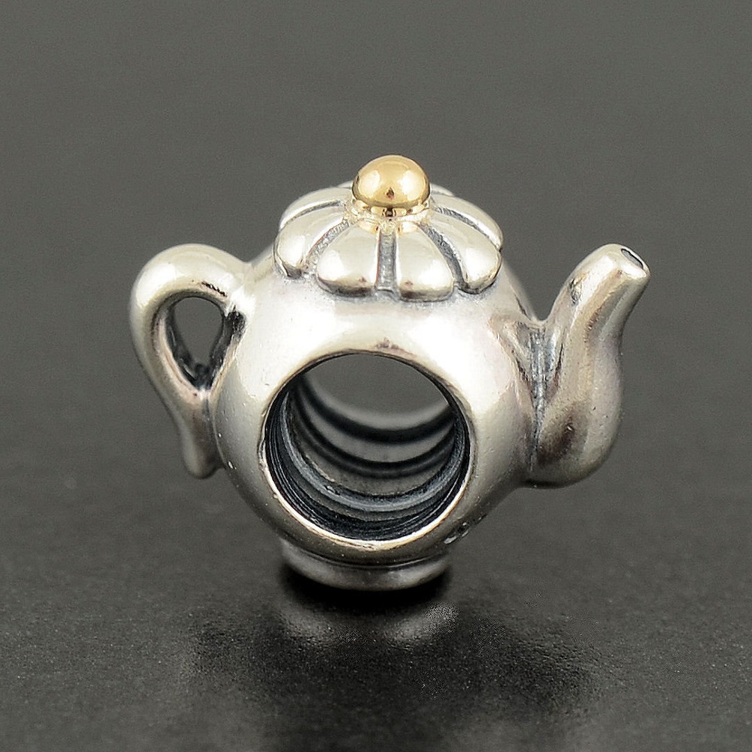 Genuine PANDORA Two Tone Teapot Charm 14k Gold & Sterling Silver 790250 ...