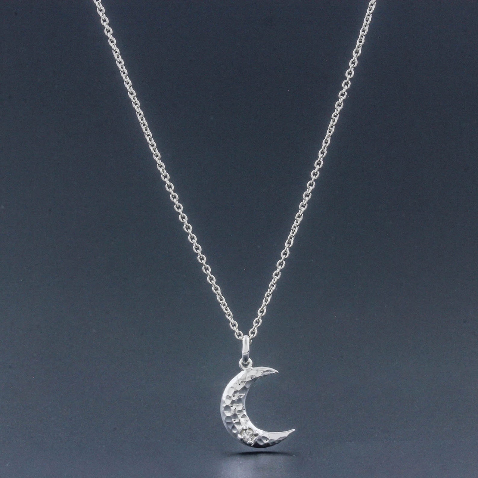 Half Moon Symbol Pendant With 2mm Diamond / Sterling Silver, Light Gold ...