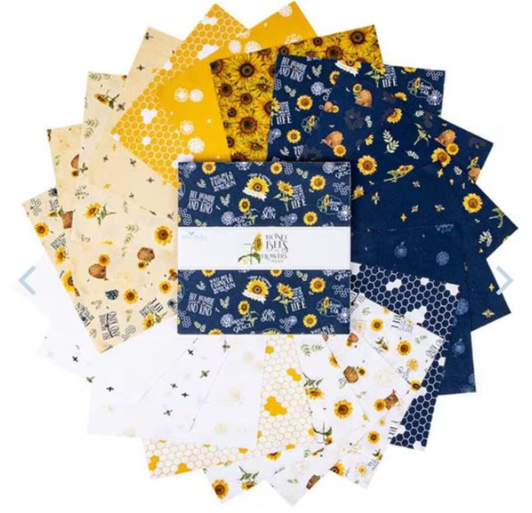 Honey Bees and Flowers Please 10" Stacker Squares 42 Pieces Riley Blake ...