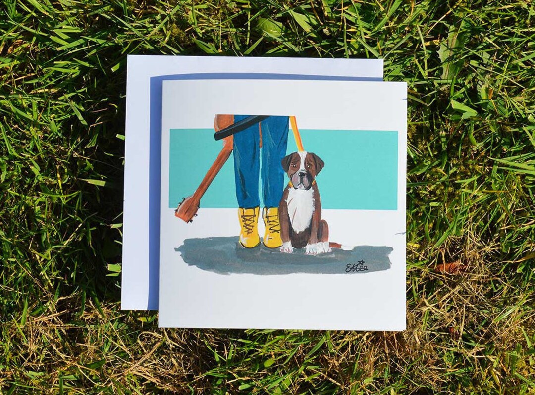 Boxer Dog Card, Boxer Dog Illustration Greetings Card, Dog Card ...