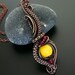 Yellow Cat Eye Wire Wrapped Pendant, Mothers Day Gift Copper Wire ...