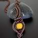 Yellow Cat Eye Wire Wrapped Pendant, Mothers Day Gift Copper Wire ...