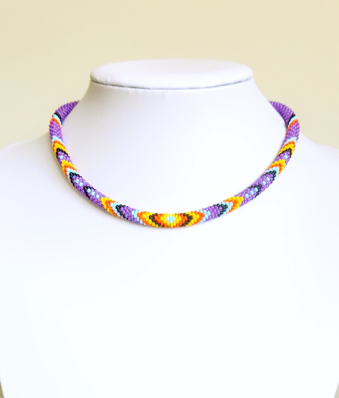 Purple Native American Inspired Beadwork Necklace, Indian Style Jewelry ...